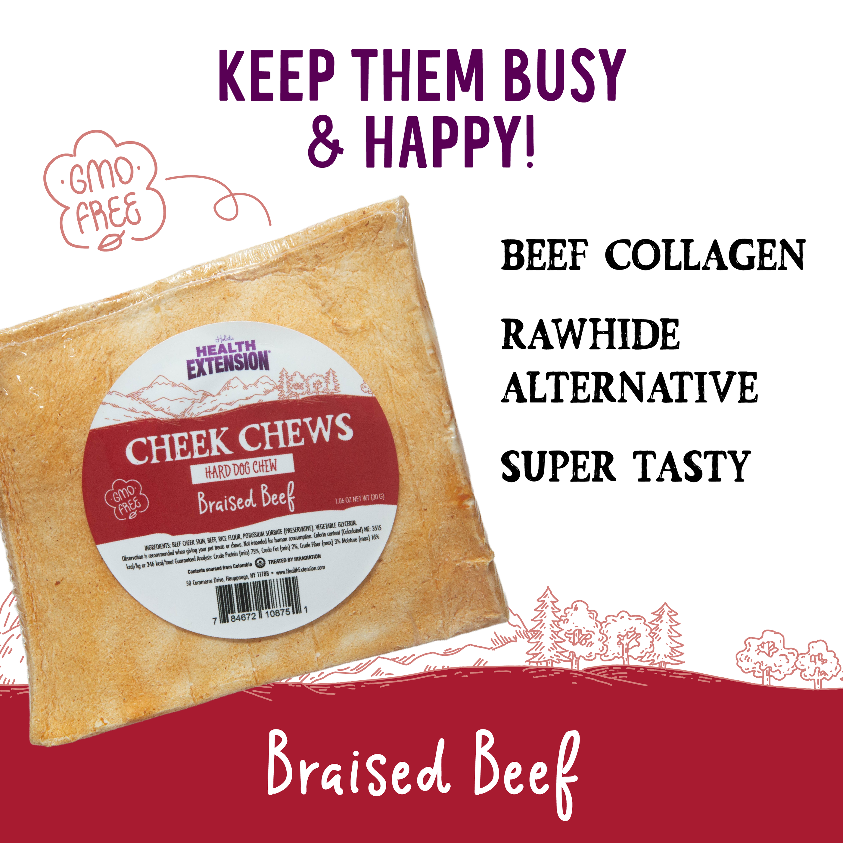 Cheek Chews Braised Beef Dog Chews | Natural Long-Lasting Treats for ...